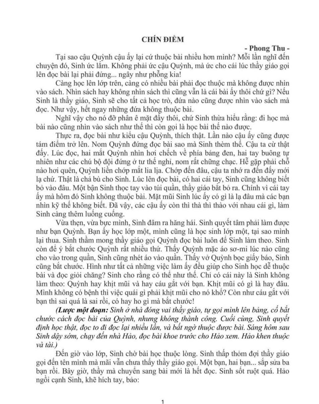 Phân tích nhân vật Sinh trong truyện ngắn " Chín điểm" của tác giả Phong Thu.CHÍN ĐIỂM - Phong ...