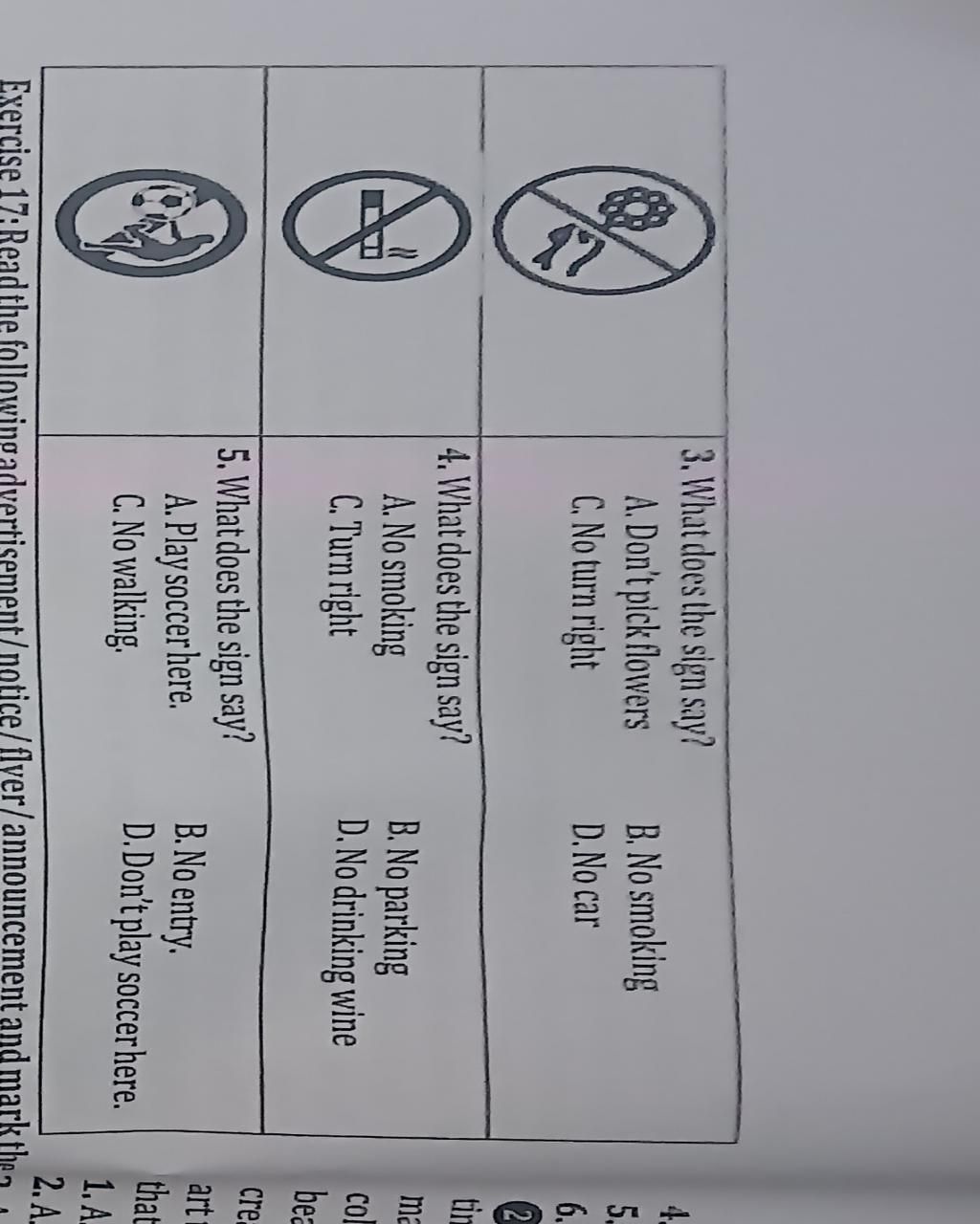 Exercise 16: Look at the sign or the notice. Choose the best answer (A ...